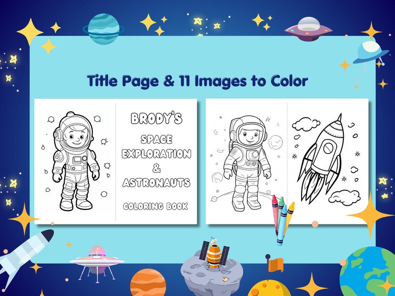 Space Exploration & Astronauts Coloring Book - Personalize in Canva or ...