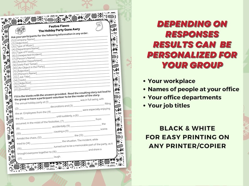 Five Funny Fill-in-the-blank Office Party Games, Holiday Edition! - Etsy