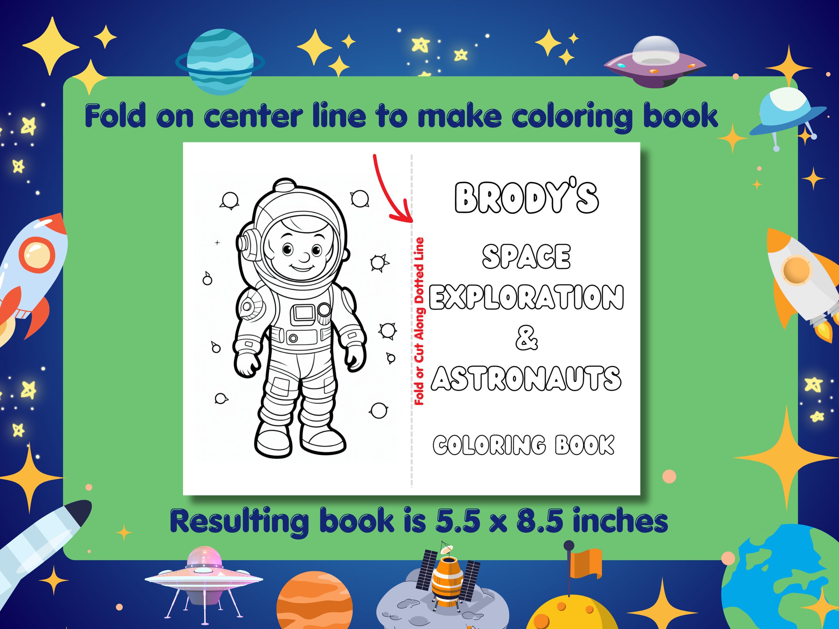 Space Exploration & Astronauts Coloring Book - Personalize in Canva or ...