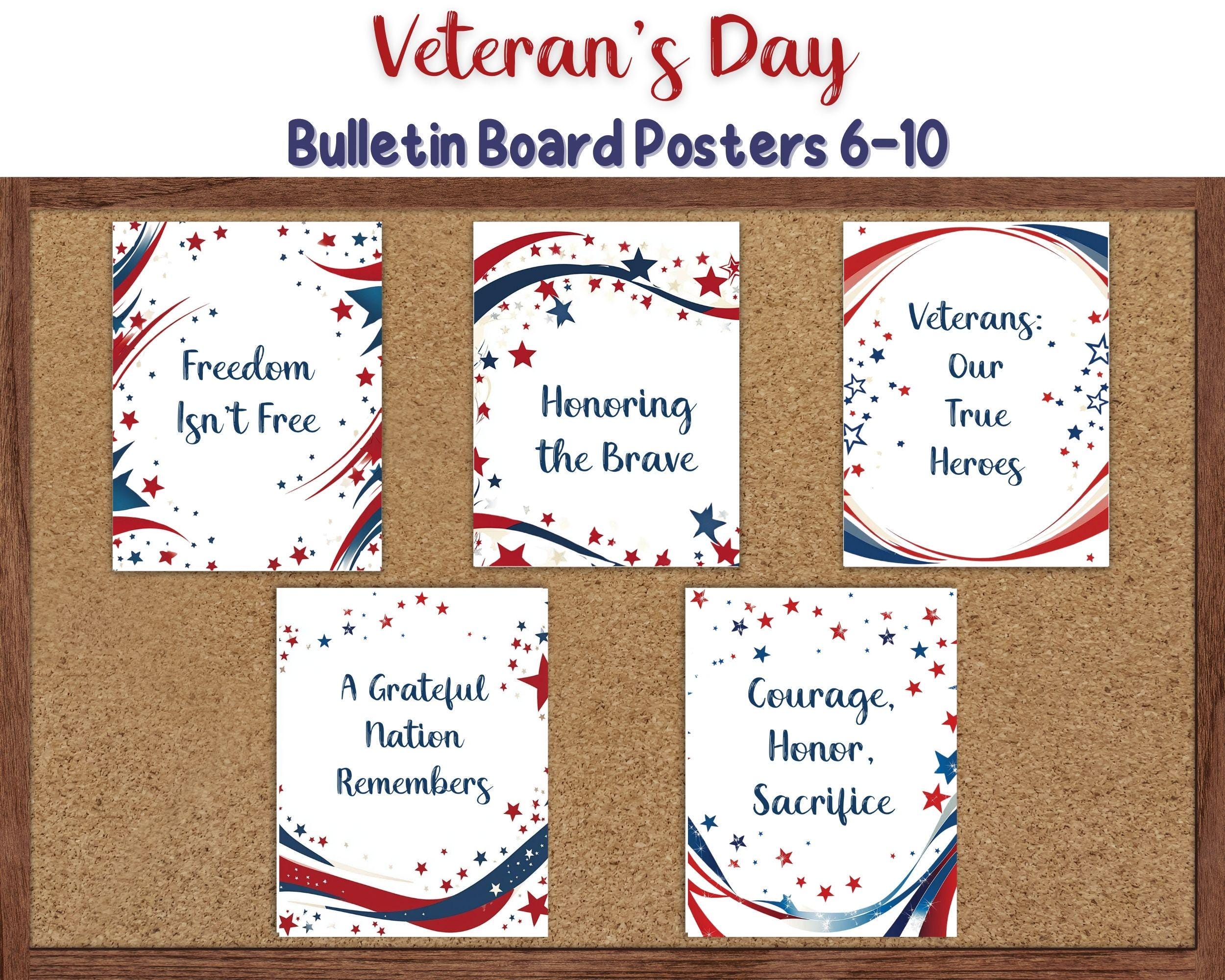Veterans Day Bulletin Board Posters – Set of 15 Patriotic Posters ...