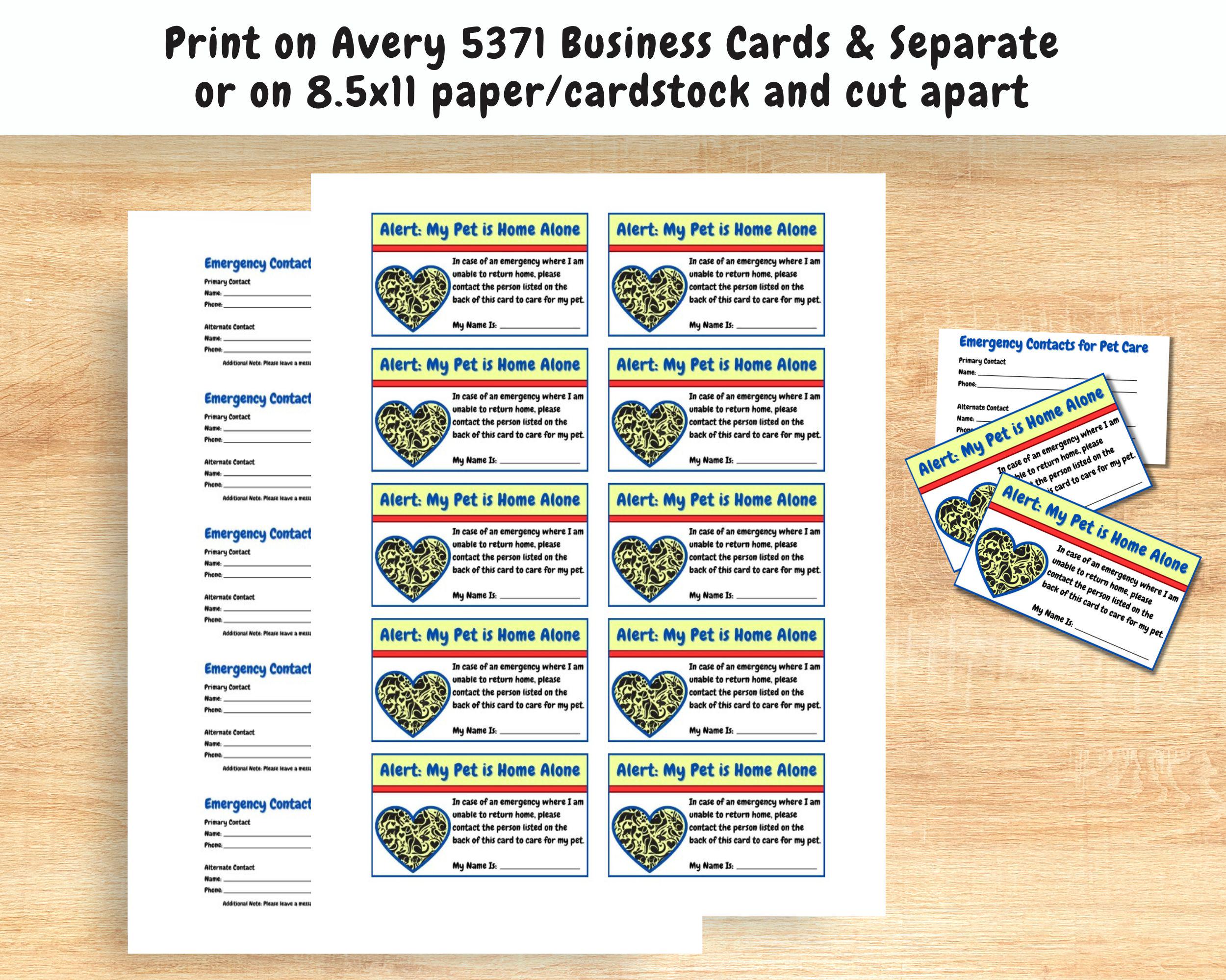Printable Pet Emergency Contact Cards - Instant Download for Pet Safety ...