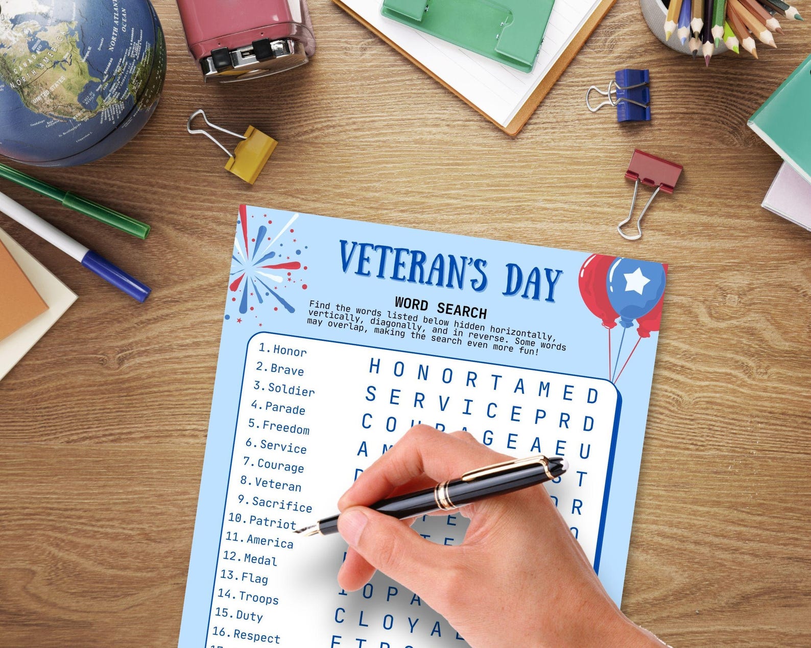 Veterans Day Word Search Printable – Instant Download - Etsy