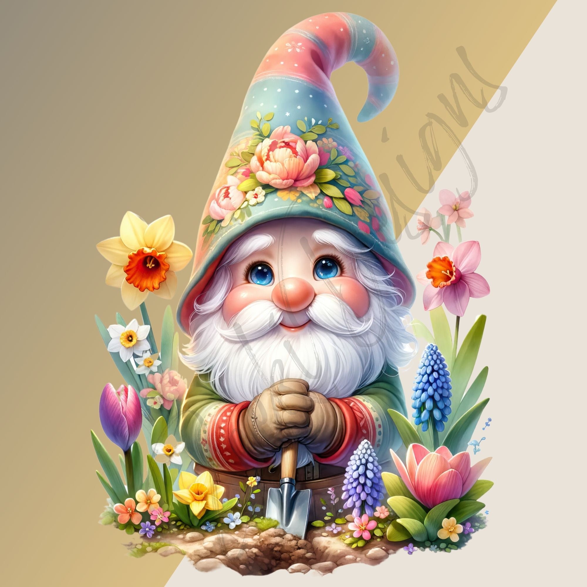 Spring Garden Gnomes Clipart Bundle - Etsy