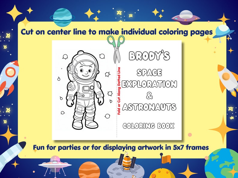 Space Exploration & Astronauts Coloring Book Personalize in Canva or ...