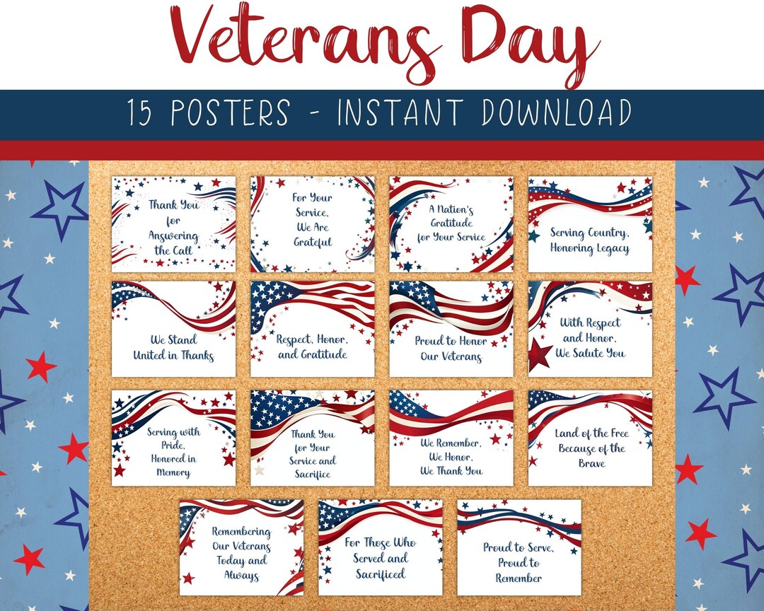Veterans Day Bulletin Board Posters – Set of 15 - Etsy