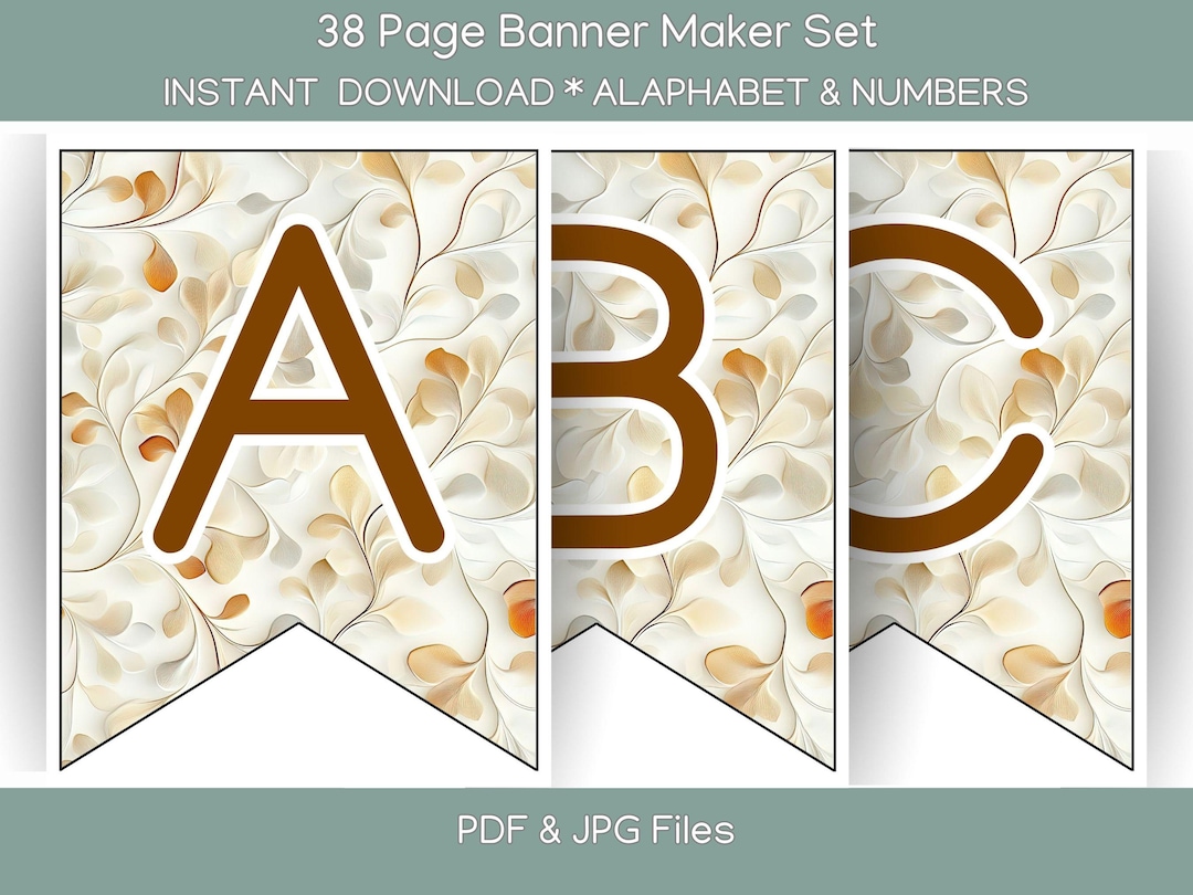 Bronze Elegance Autumn-themed Alphabet and Number Set: Create Your Own ...