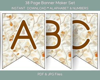 Deep Red Autumn-themed Alphabet and Number Set: Create Your Own Banners ...