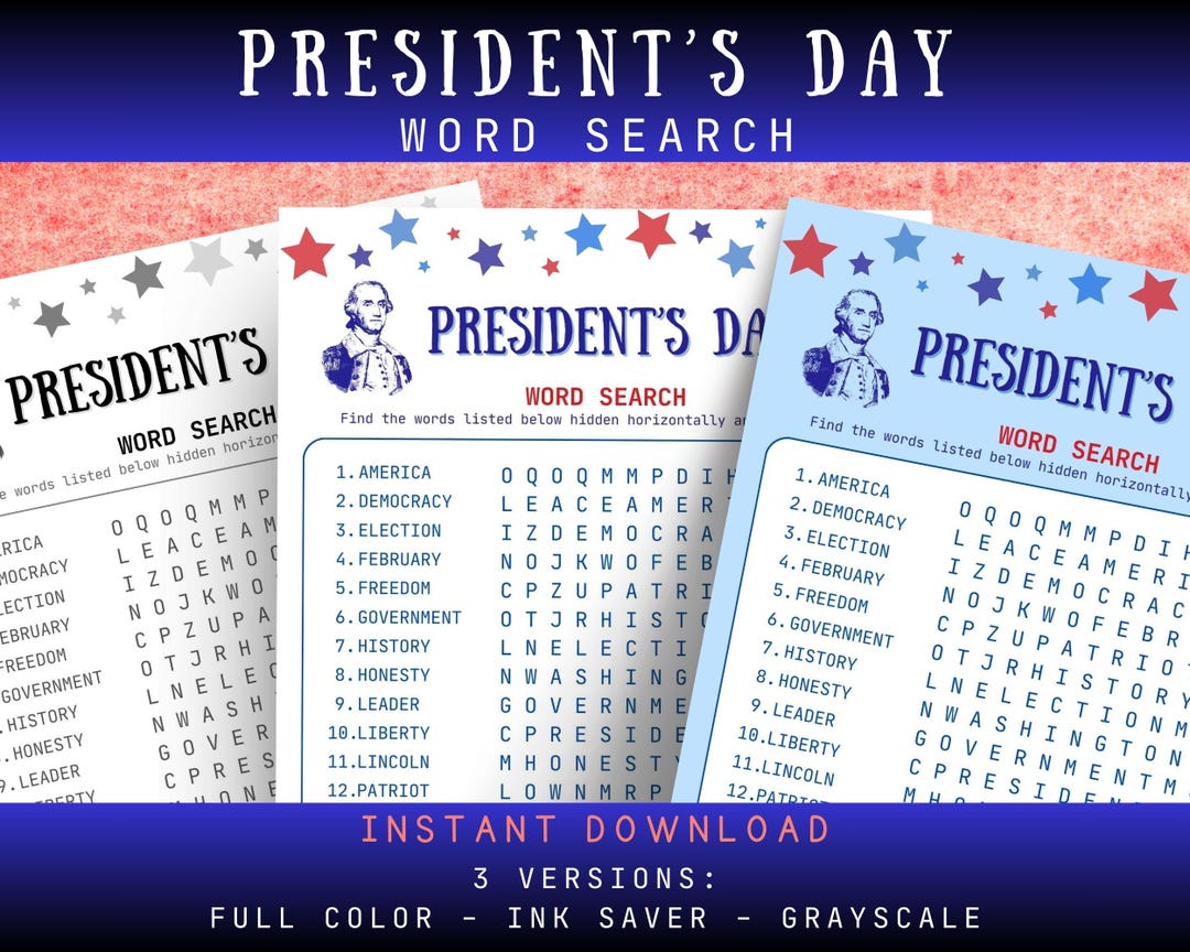 Presidents Day Word Search – Puzzle, Educational Activity & Interactive ...
