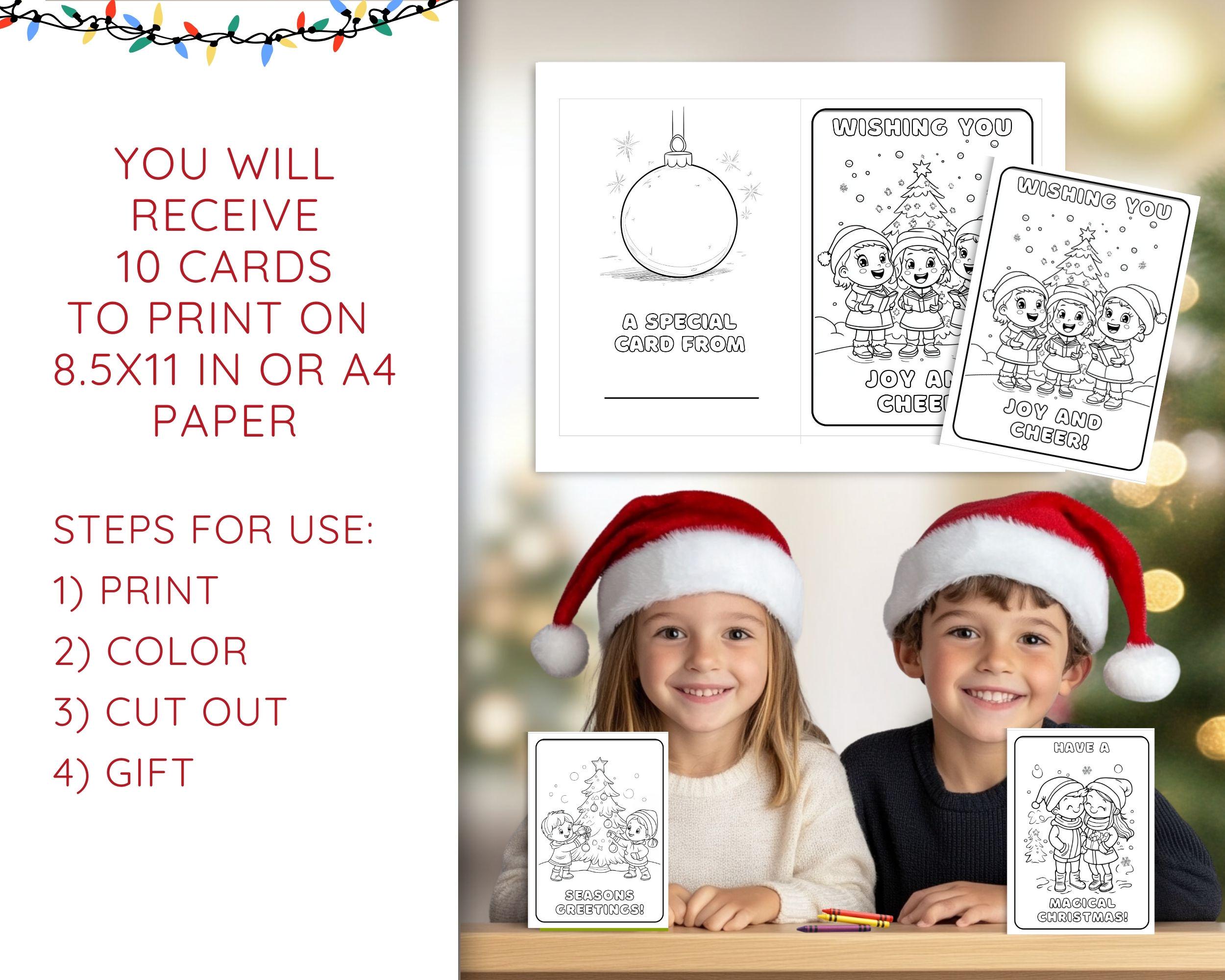 10 Printable Christmas Coloring Cards – Holiday Fun for Kids ...