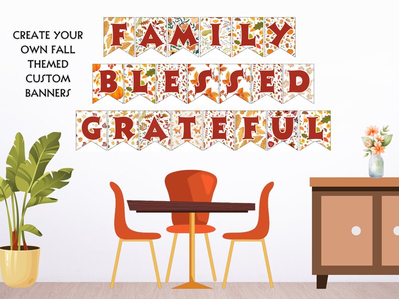 Deep Red Autumn-themed Alphabet and Number Set: Create Your Own Banners ...