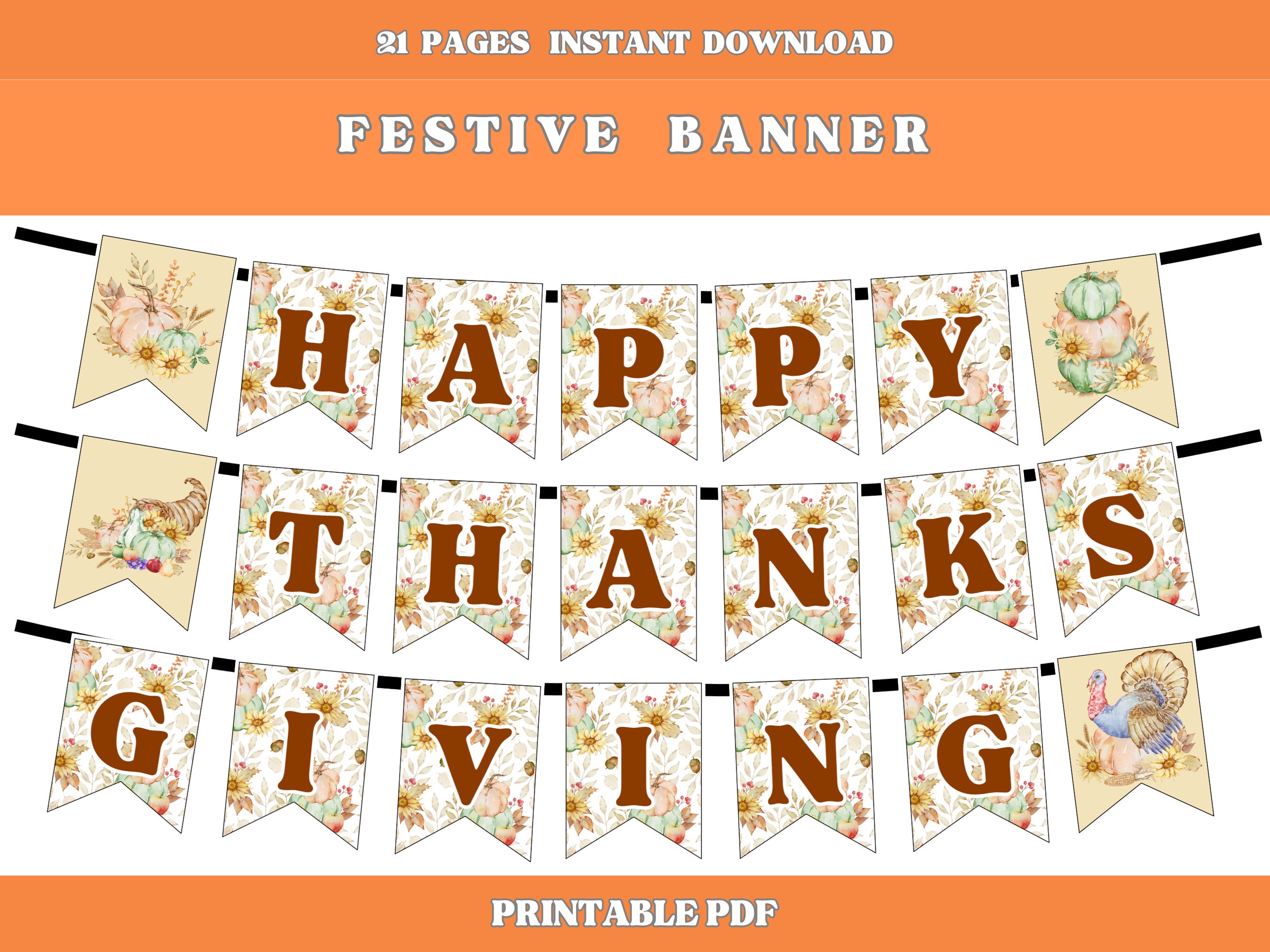 Harvest Bliss Printable Thanksgiving Banner Your Key to Warmth and ...