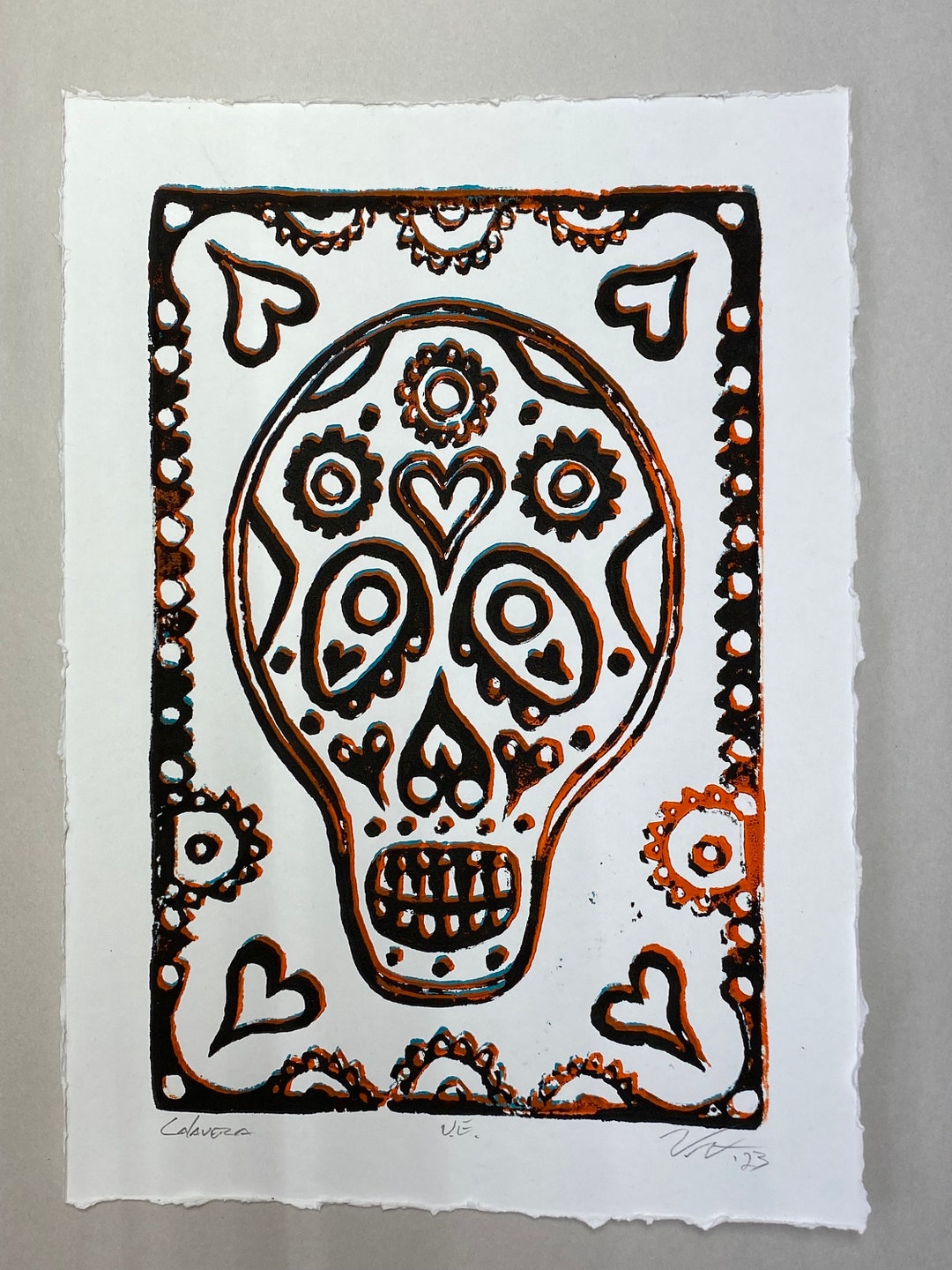 Calavera sugar Skull 7 1/4 X 11 - Etsy