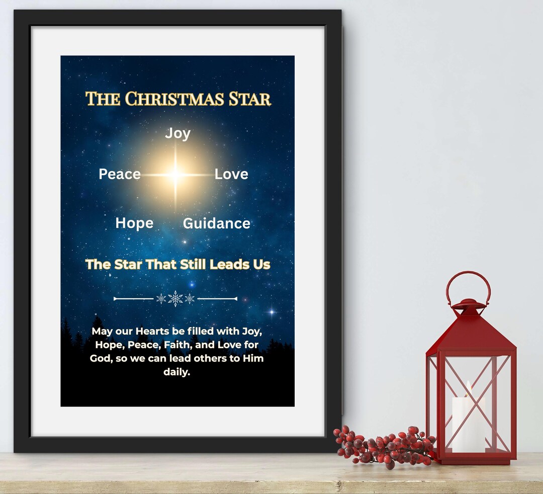 Christmas Star Wall Art, Bethlehem Star Print, Christian Holiday Decor ...