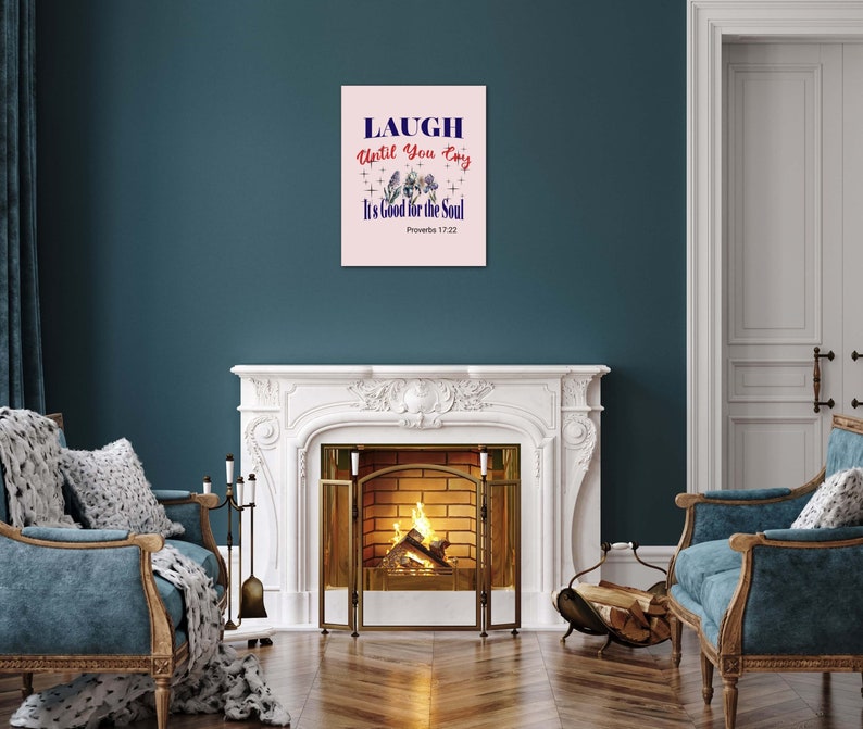 Laugh Until You Cry Art, Bible Verse Home Decor, Humorous Wall Print ...