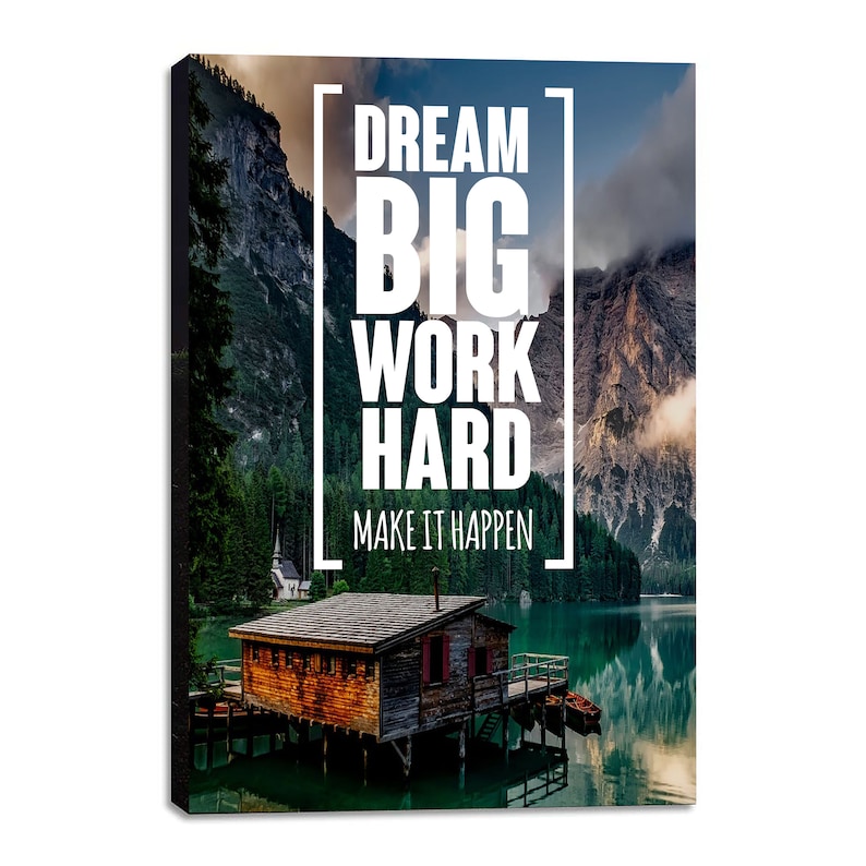 Dream Big Work Hard Make It Happen Motivational Wall Art, Inspirational ...