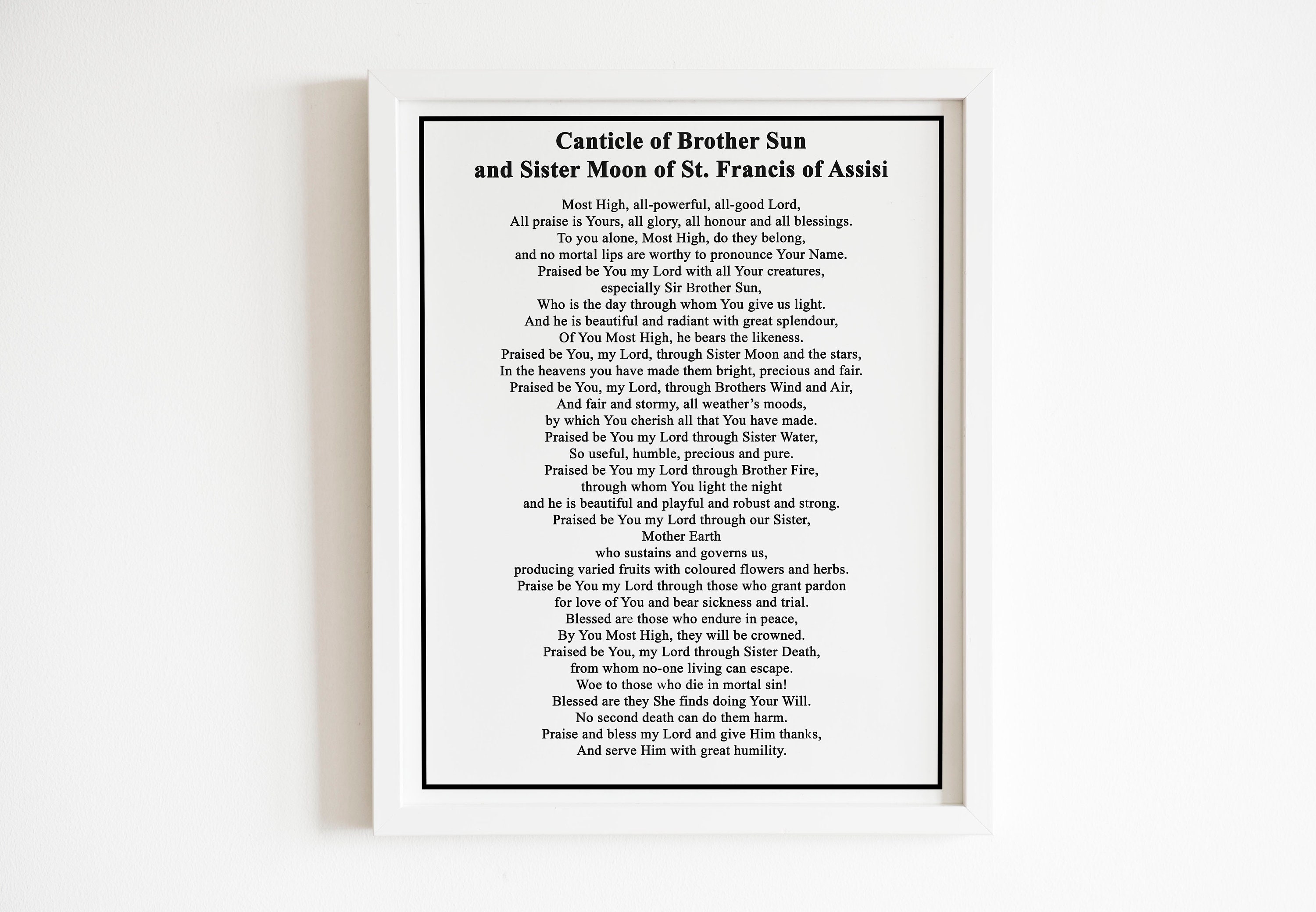 Canticle of Brother Sun and Sister Moon of St. Francis of Assis print ...