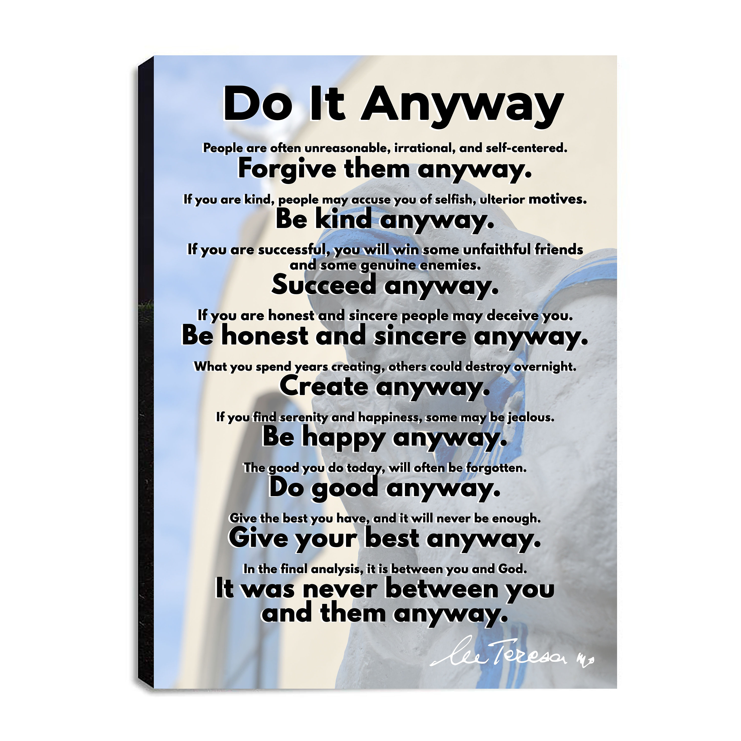 Do It Anyway - Motivational Wall Art, Inspirational Wall Art, for ...