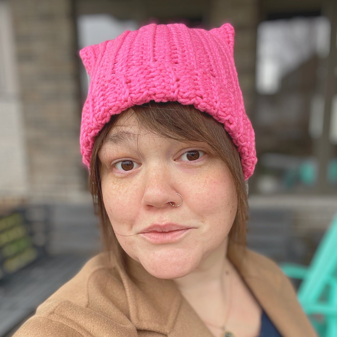 Handmade Pink Cat Ear Knit Hat, Toque/beanie - Etsy