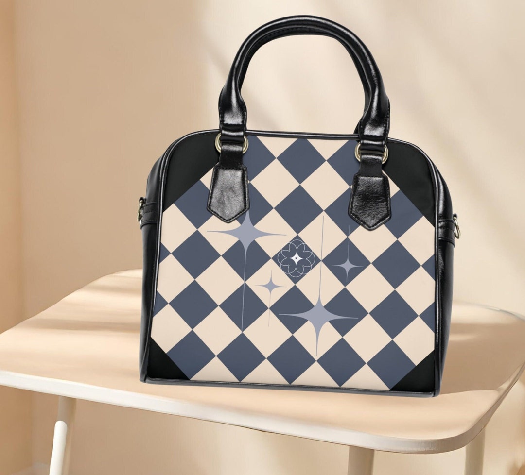 Vegan Leather Crossbody Handbag Custom Retro Checkerboard Print Purse ...