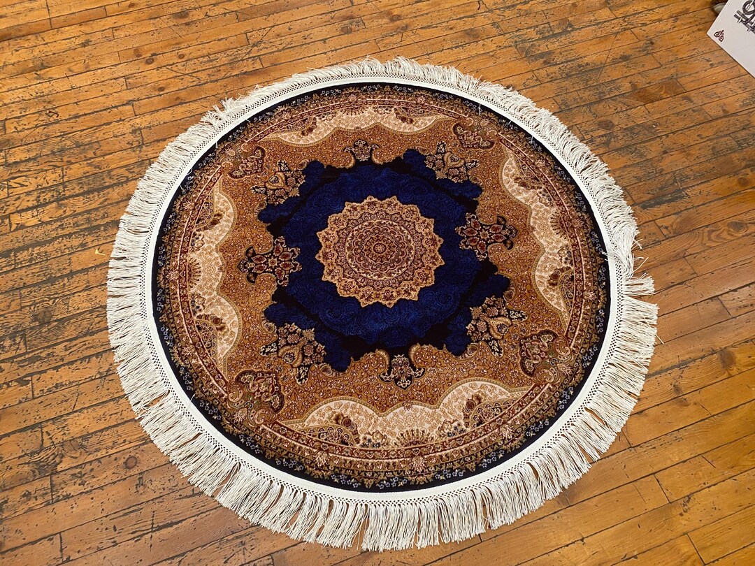 Round Carpet,turkish Rug, Bamboo Silk Rug, Blue Silk Rug,living Room ...