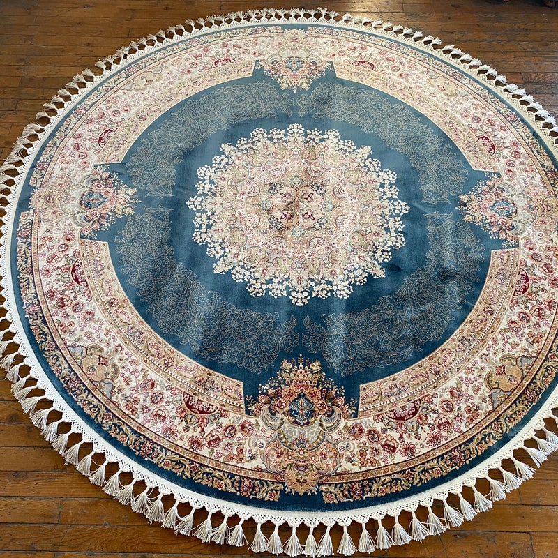 Blue Round Rug - Etsy