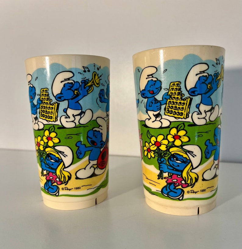 1980's Smurfs Cup Set - Etsy