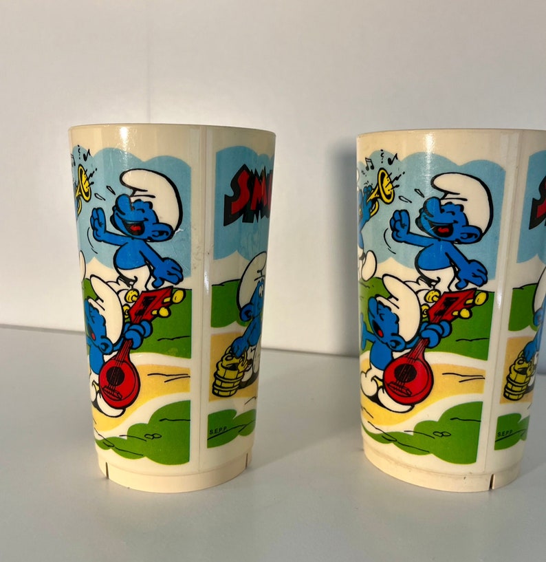1980's Smurfs Cup Set - Etsy