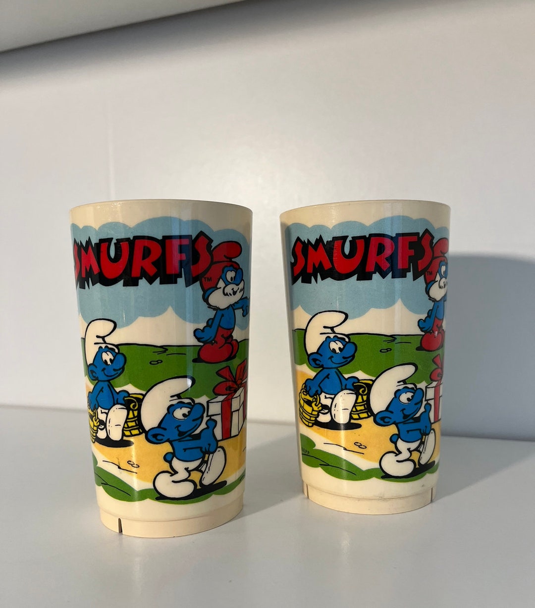 1980's Smurfs Cup Set - Etsy