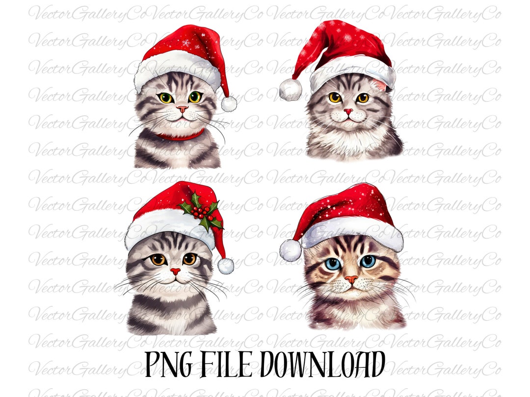 Santa Cat Bundle Png Meowy Christmas PNG, Festive, Cat, Christmas ...