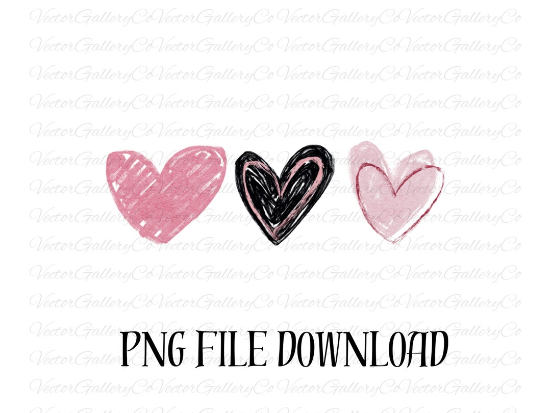 Valentines Day Pink Hearts Png, Hand Drawn Hearts Png, Cute Hearts Png ...