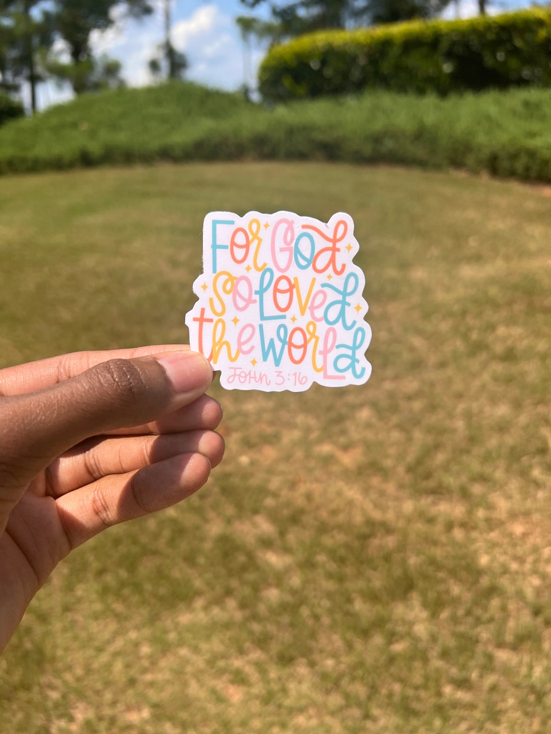 For God so Loved Vinyl Sticker, Inspirational Bible Verse - Etsy