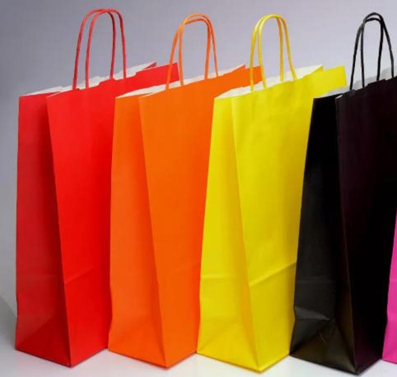 Coloured Paper Bag Twist Handle Party Gift Carrier / Bags With Handles ...