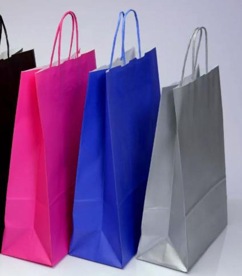 Coloured Paper Bag Twist Handle Party Gift Carrier / Bags With Handles ...