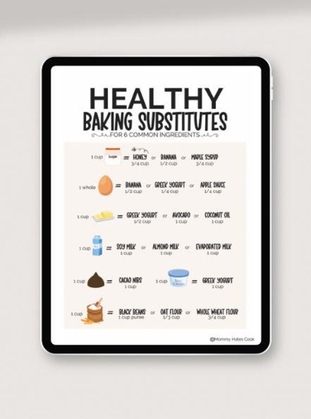 Healthy Baking Substitutes Printable (instant Download!) - Etsy