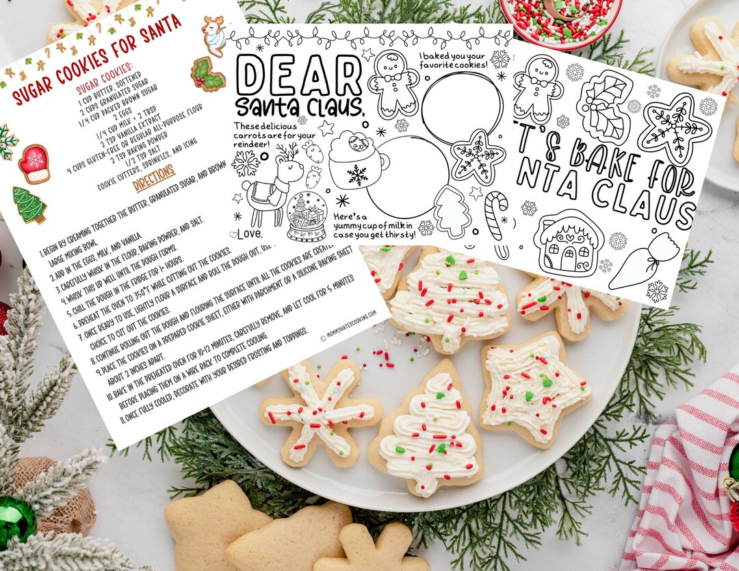 Printable Cookies for Santa Placemat and Sugar Cookie Recipe BUNDLE! - Etsy