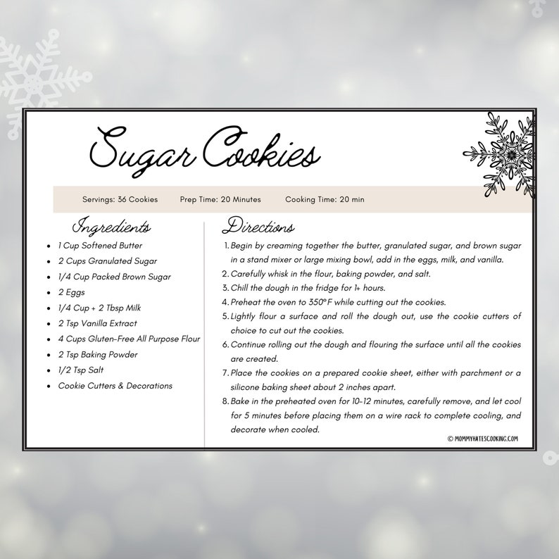 Printable Holiday Recipe Cards christmas Recipe Cards - Etsy