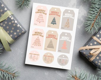 Printable Christmas Gift Tags Set of 8 Christmas Tags Boho Christmas ...
