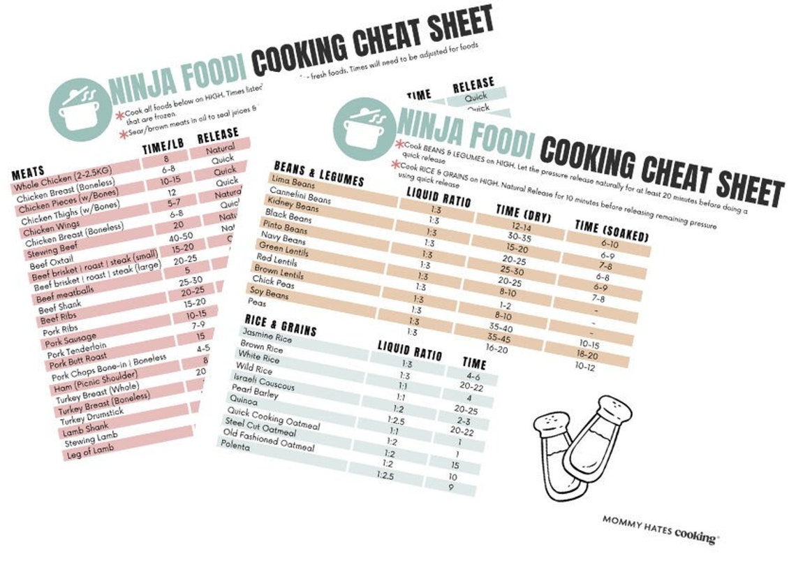 Ninja Foodi Ultimate Cheat Sheet - Etsy