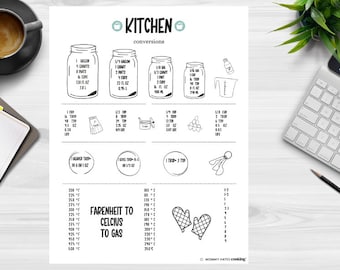 Kitchen Conversion Chart Digital Files, Kitchen Chart, Baking ...