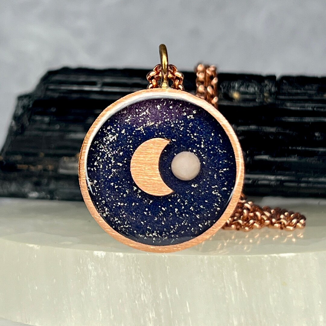 Crescent Moon Pink Opal Pendant - 5G EMF Protection - Powerful Orgonite ...