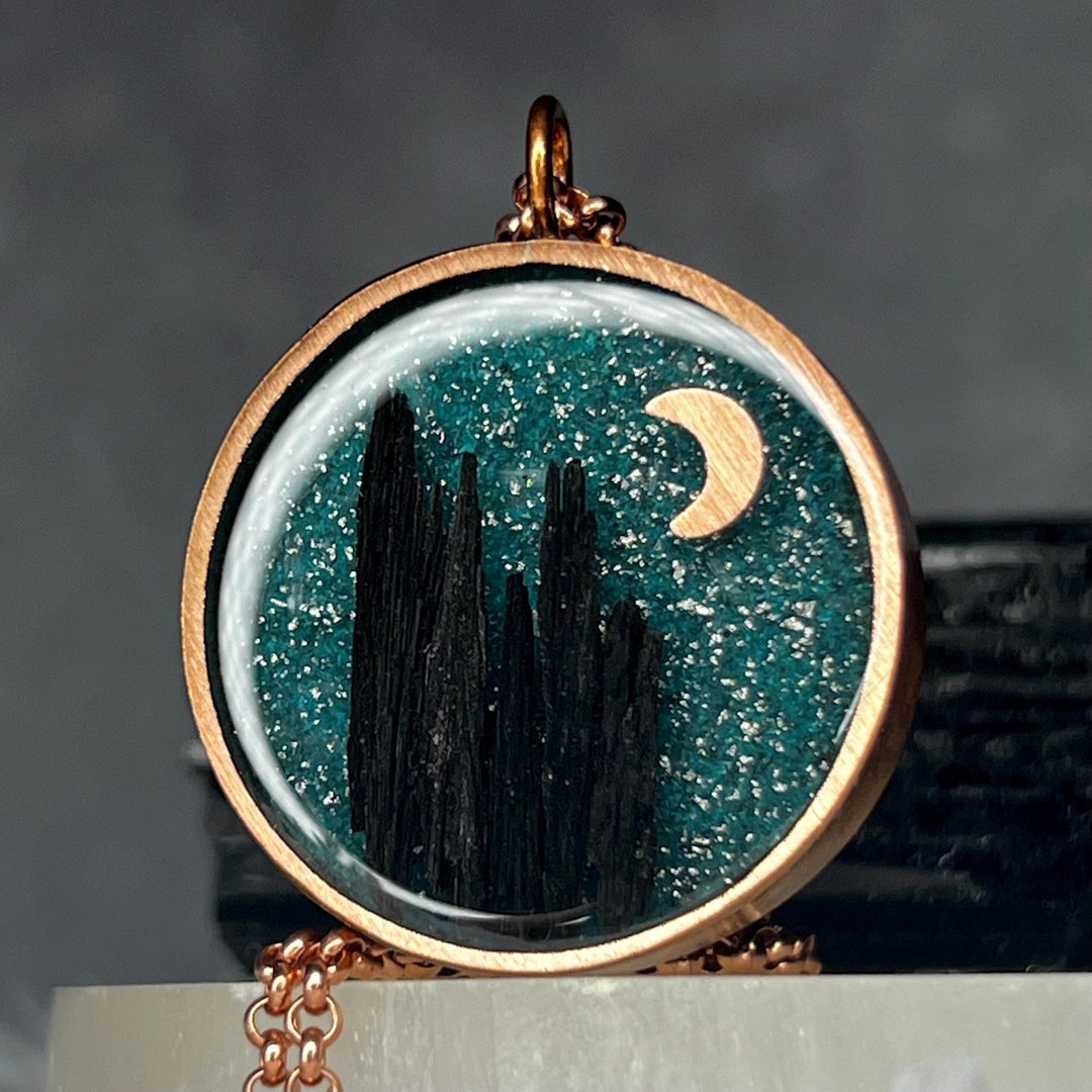 Raw Black Kyanite Necklace Chrysocolla & Selenite Orgonite Pendant 5G ...