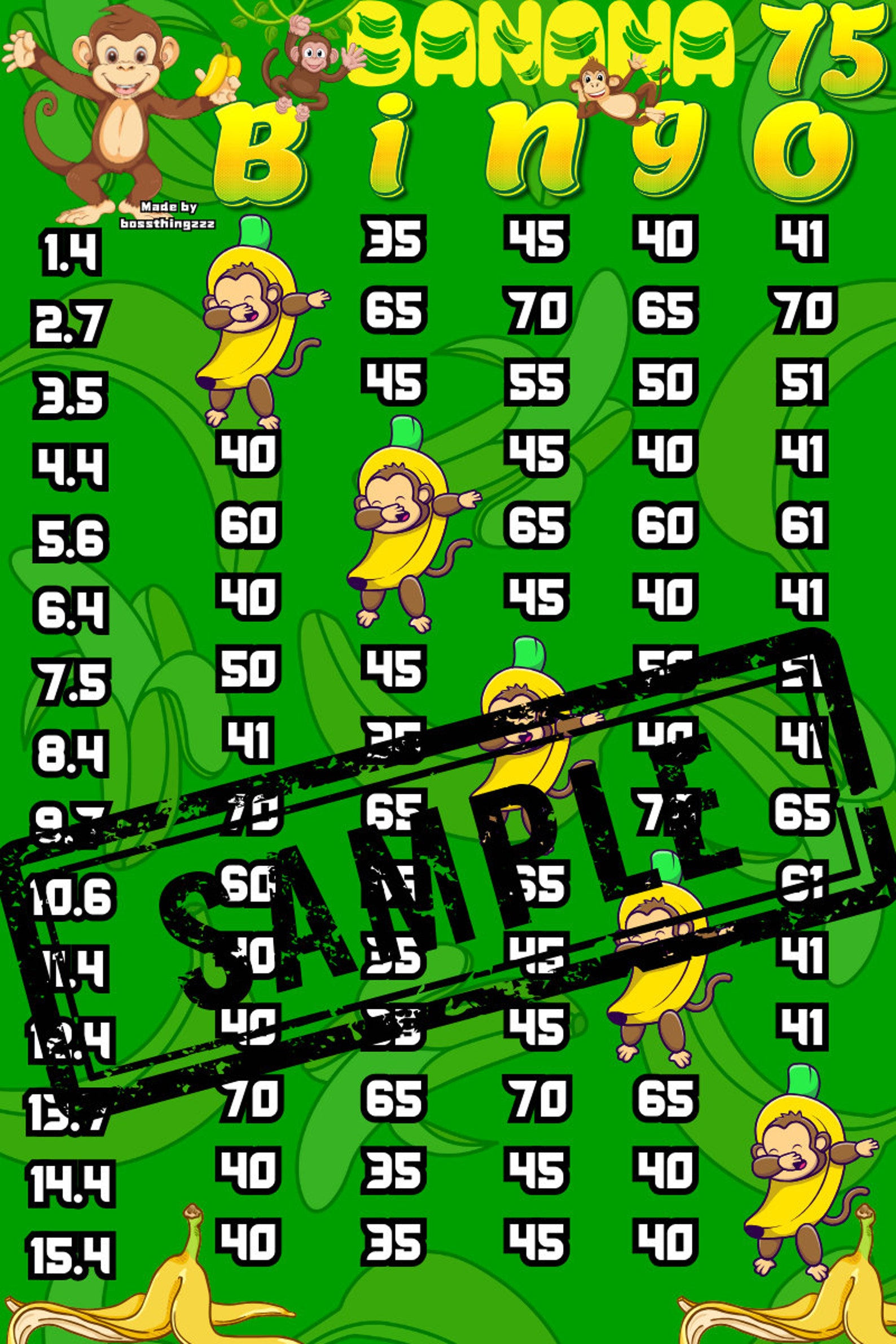 75 Wta Pyp in Every Row 1-15 Bingo Board Themed - Etsy
