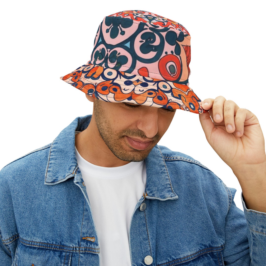 Colorful Portuguese Tile Bucket Hat, Unique Bucket Hats, Unisex Hat ...