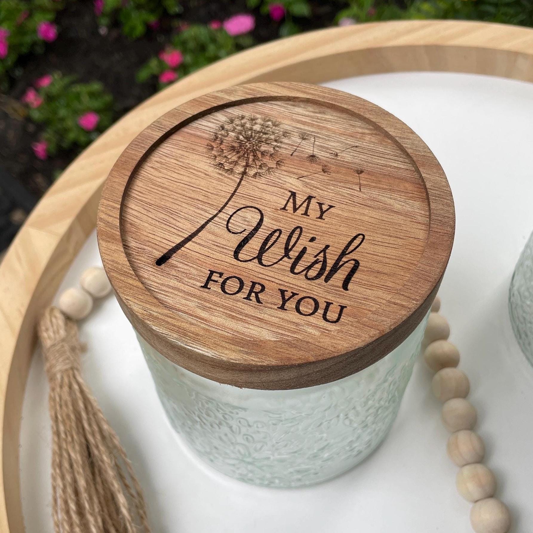 Laser Engraved Acacia Wood Lids Wedding Guestbook Alternative Glass Jar ...