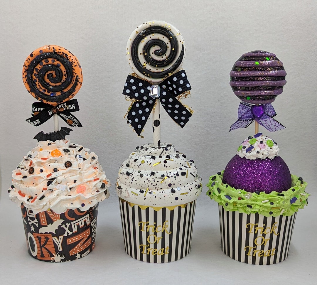 Homemade Fake Bake Cupcakes/ Faux Treats. Halloween Decor, Tiered Tray ...