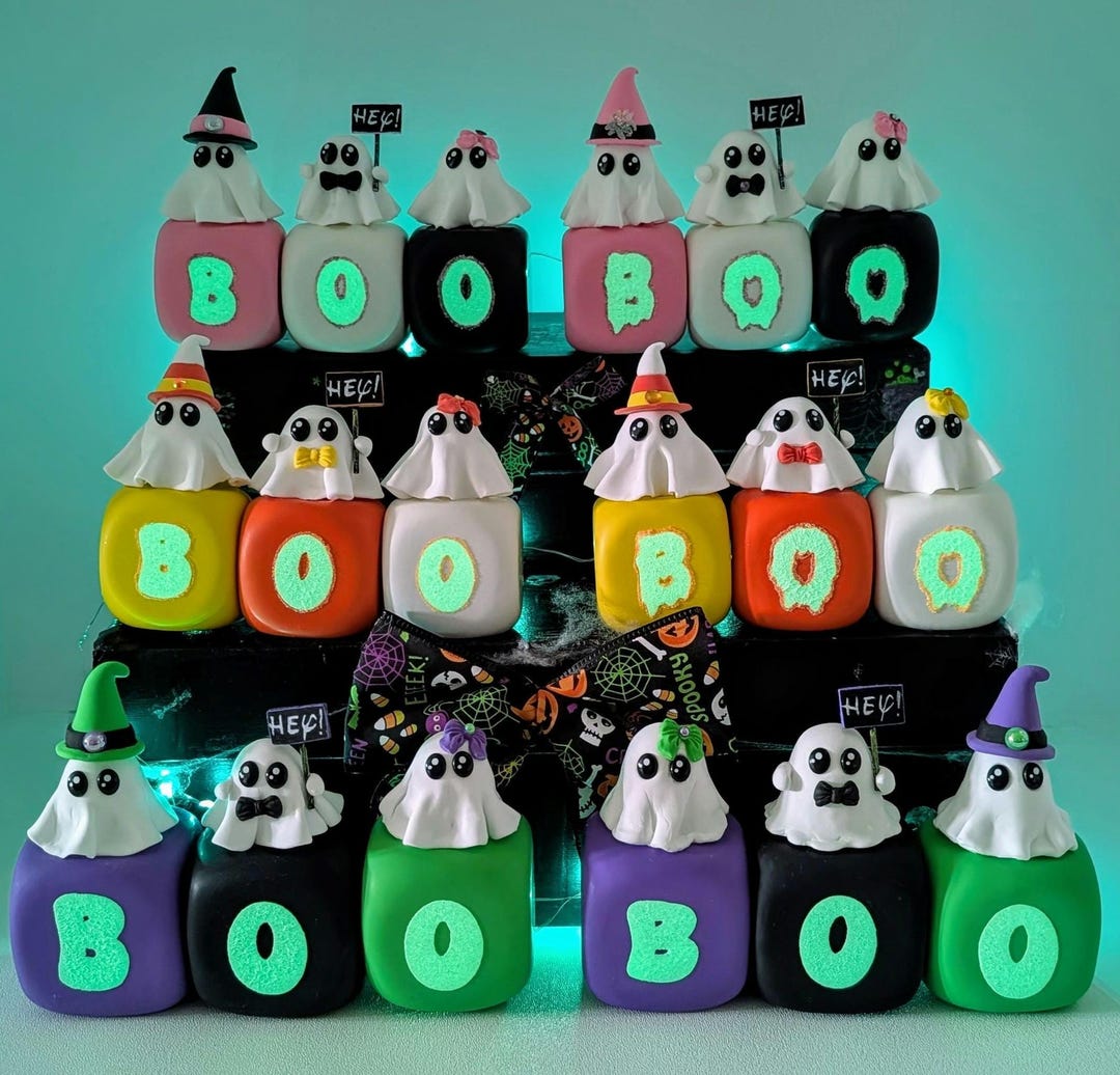 Mini Ghost BOO Blocks/ Glow in the Dark/ Halloween Decor/ Tiered Tray ...