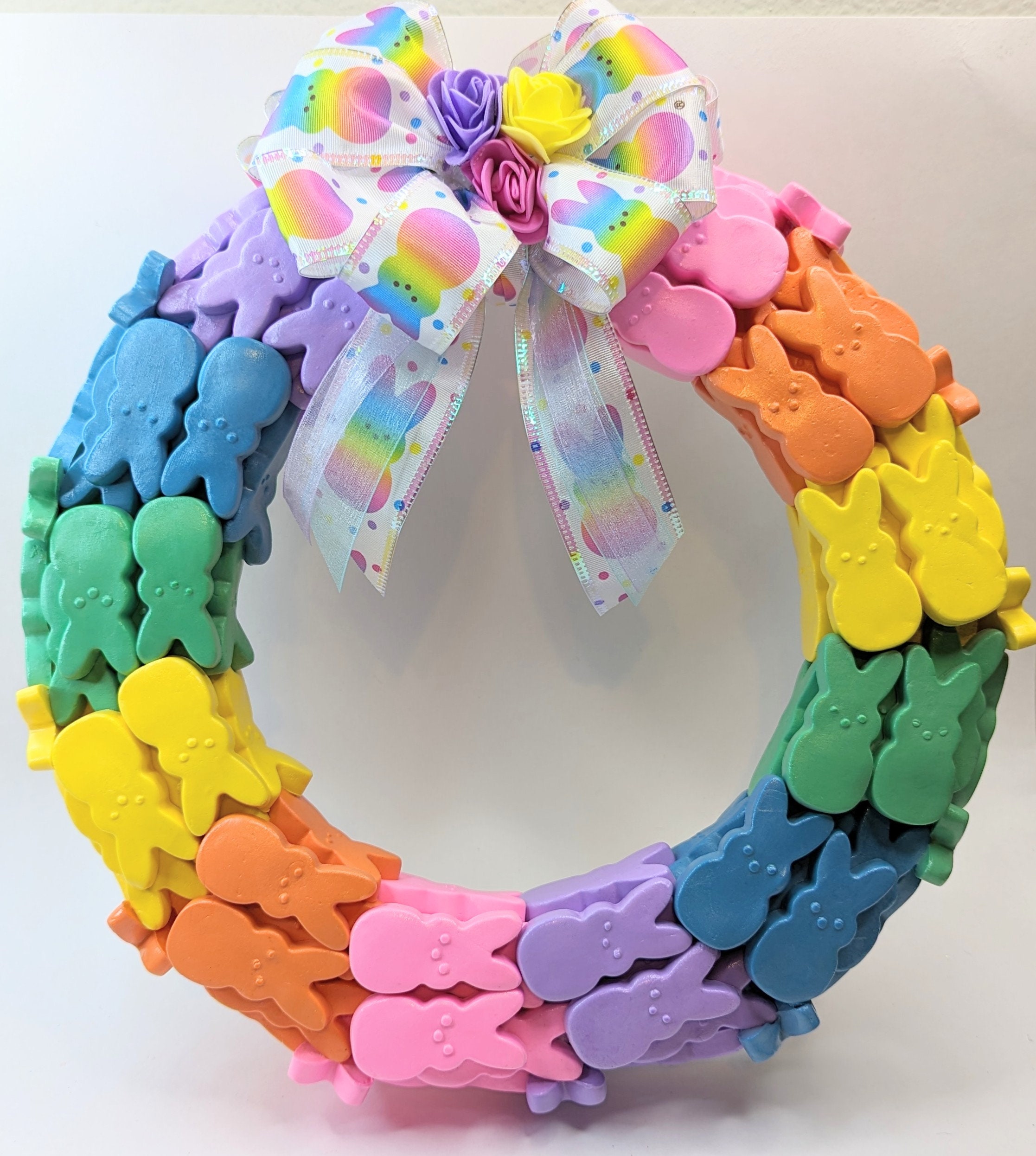 Homemade Peep Wreath, Door Decor, Wall Decor, Wall Hanging, Fake Peeps ...