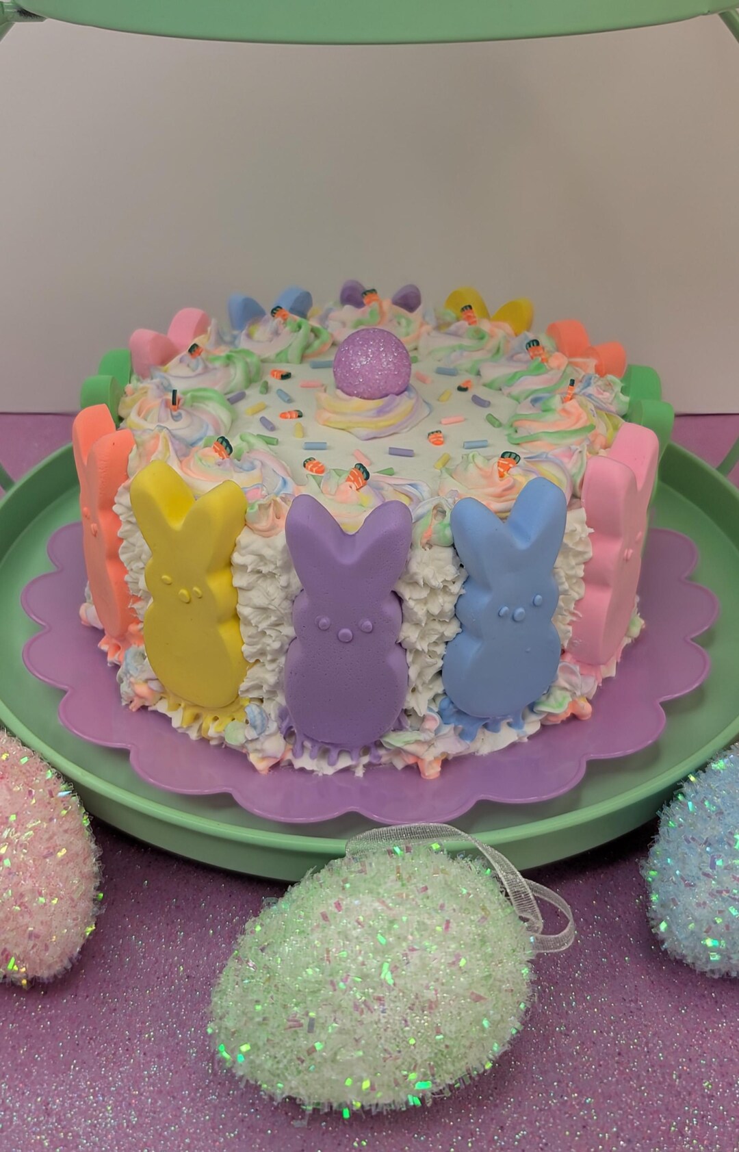 Fake Bake Easter Peep Cake, Faux Cake, Fake Whipped Topping, Fake Peeps ...