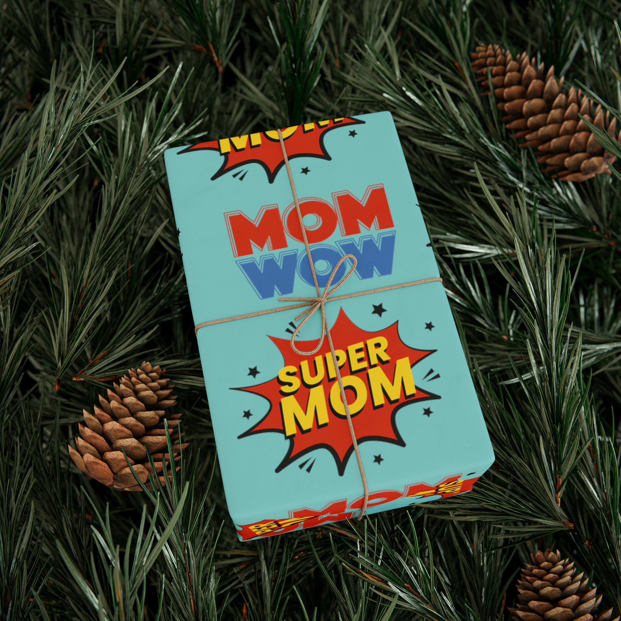 Superhero Mom Mama Mother's Day Wrapping Paper, Mom Birthday Gift Wrap ...