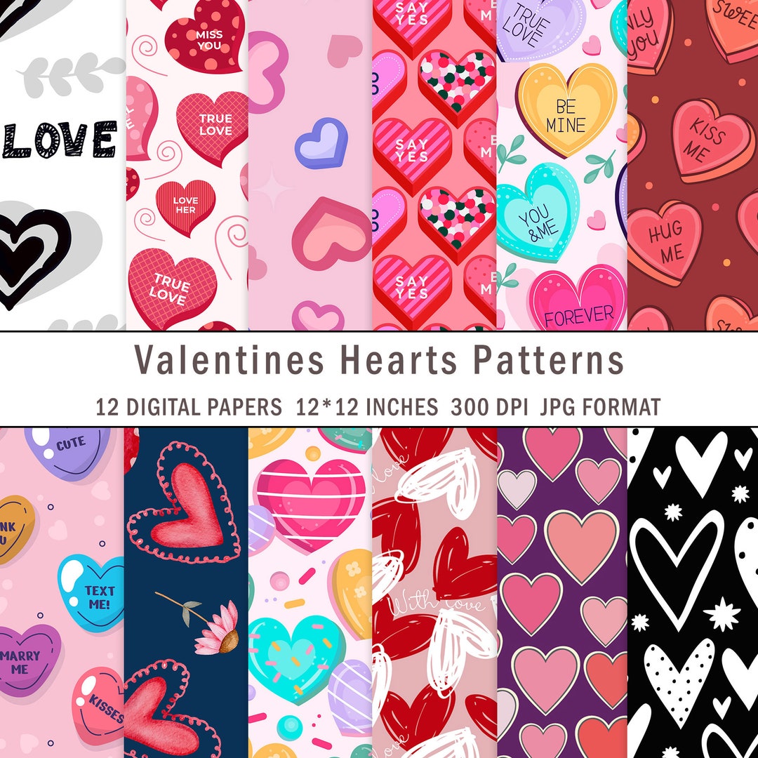 Valentine Hearts Patterns, Happy Valentine Day, Valentine Paper ...